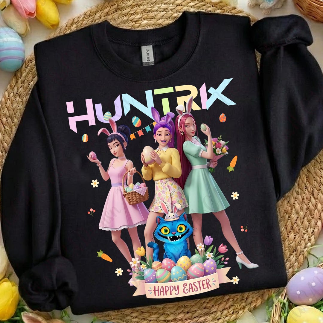 Kpop Huntrix Easter Day PNG, Huntrix Anime Girl Group PNG, Happy Easter ...
