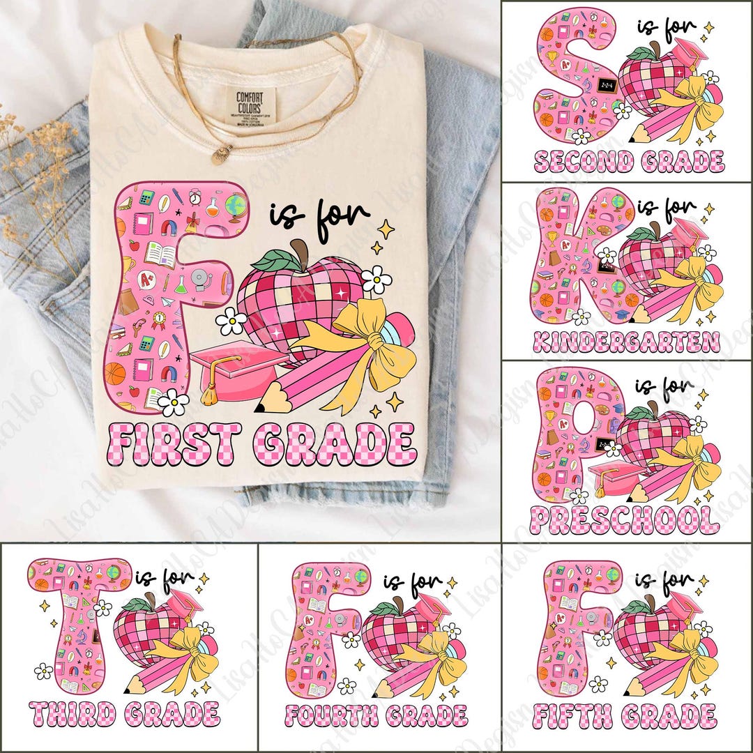 Preppy Back to School Alphabet Bundle Png, First Day of School Png ...