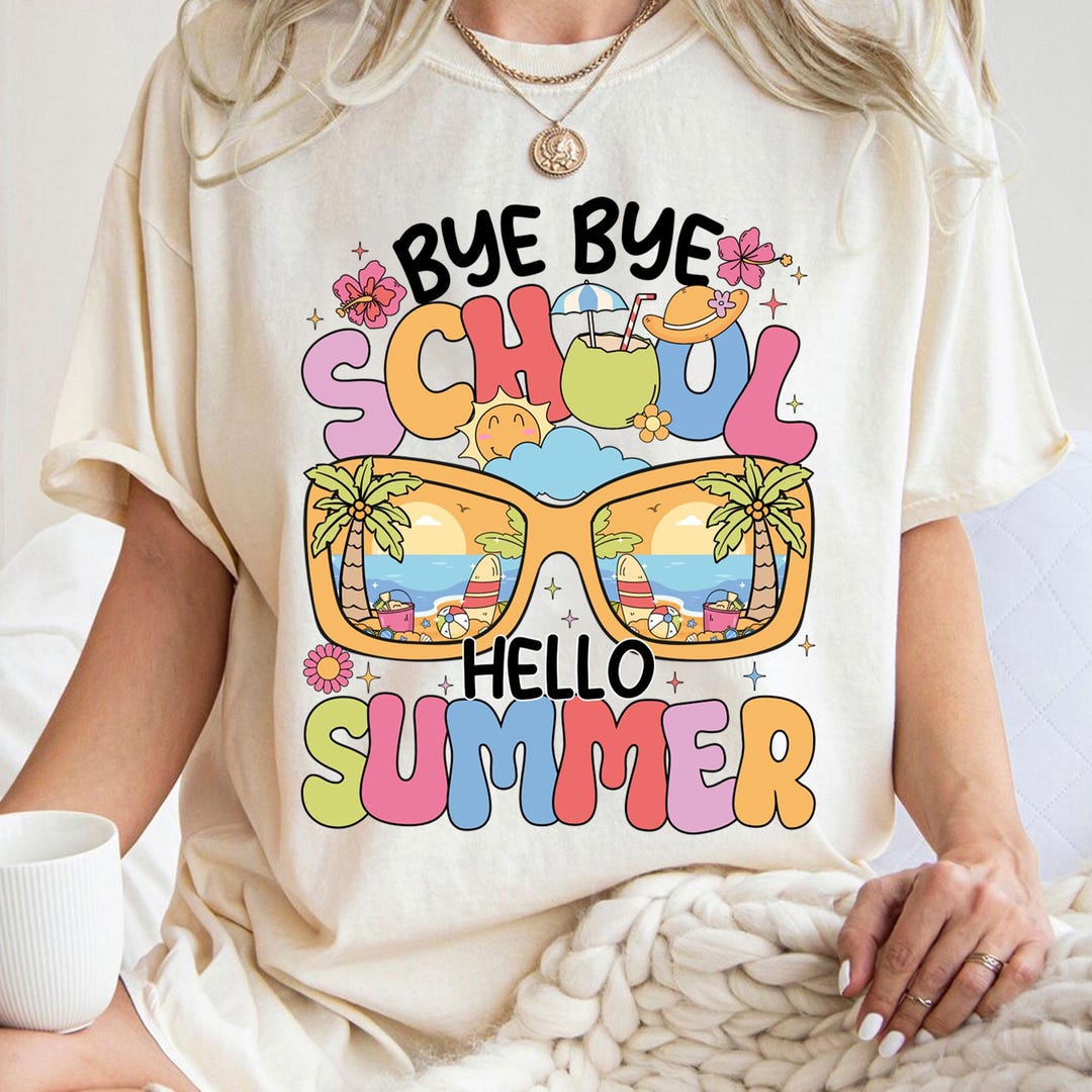 Bye Bye School Hello Summer Last Day of School PNG, Retro Summer ...