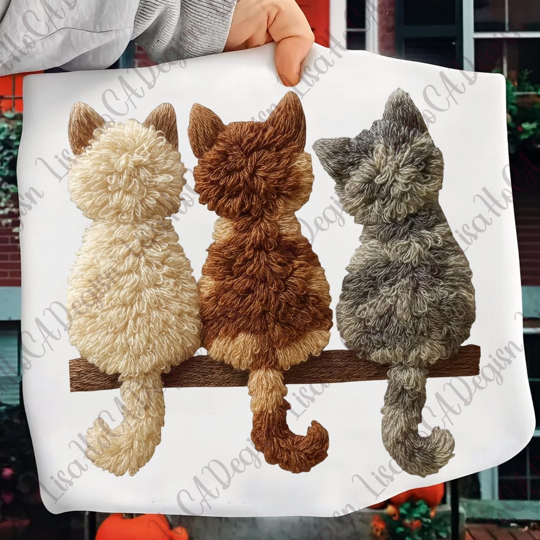 Latch Hook Yarn Crochet Cats PNG, Crochet Cat Digital Download, Yarn ...