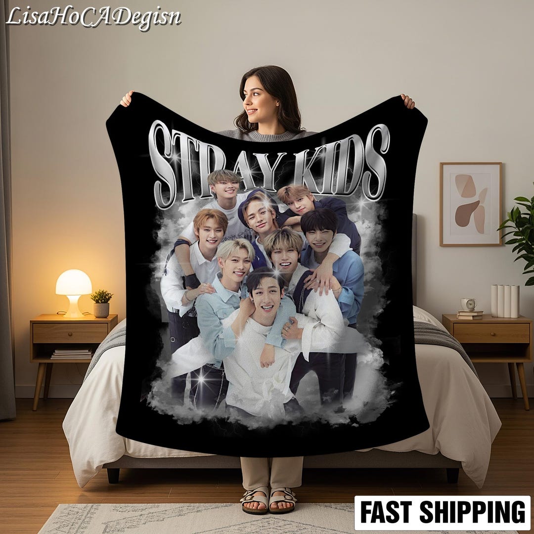 Stray Bootleg K-pop Blanket, Cozy Stay Decor Gift for Fans, Bedroom ...
