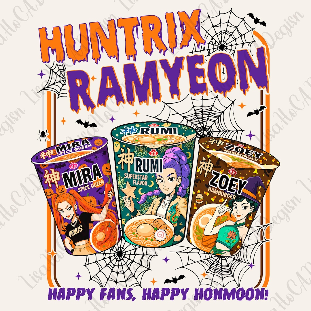 Kpop Demon Hunters Huntrix Spooky Halloween Ramyeon PNG, Kpop Huntrix ...