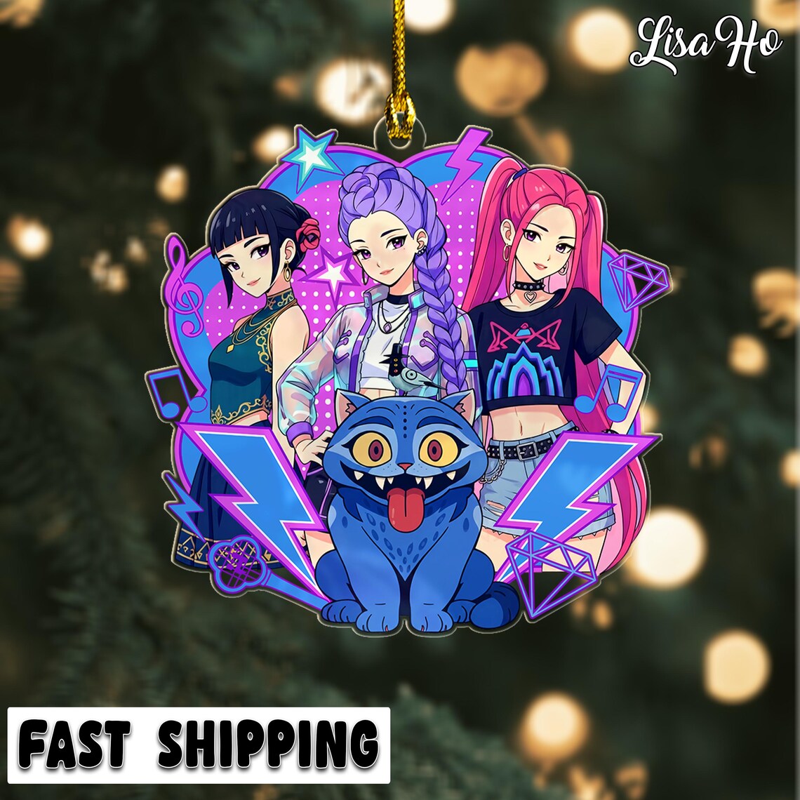 Huntrix Christmas Tree Kpop Demon Hunters Acrylic Ornament, Huntrix ...