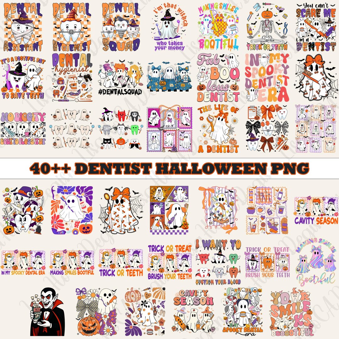 40++ Dentist Halloween PNG Bundle, Funny Spooky Dental Sublimation ...