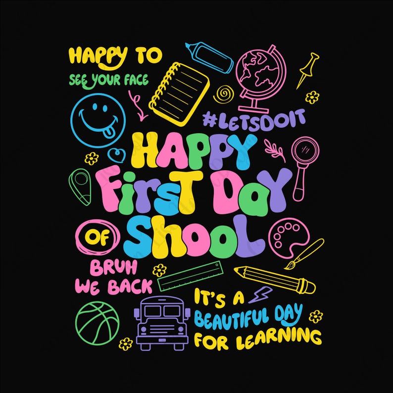 Happy First Day of School Teacher Back to School PNG, Back to School ...