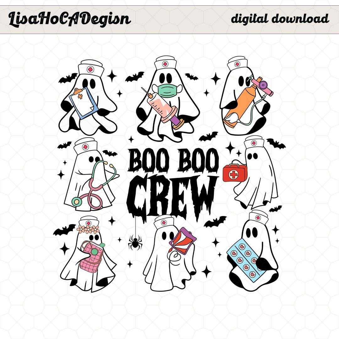 Boo Boo Crew PNG File, Ghost Nurse Png, Funny Nurse Png, Cute Ghost Png ...