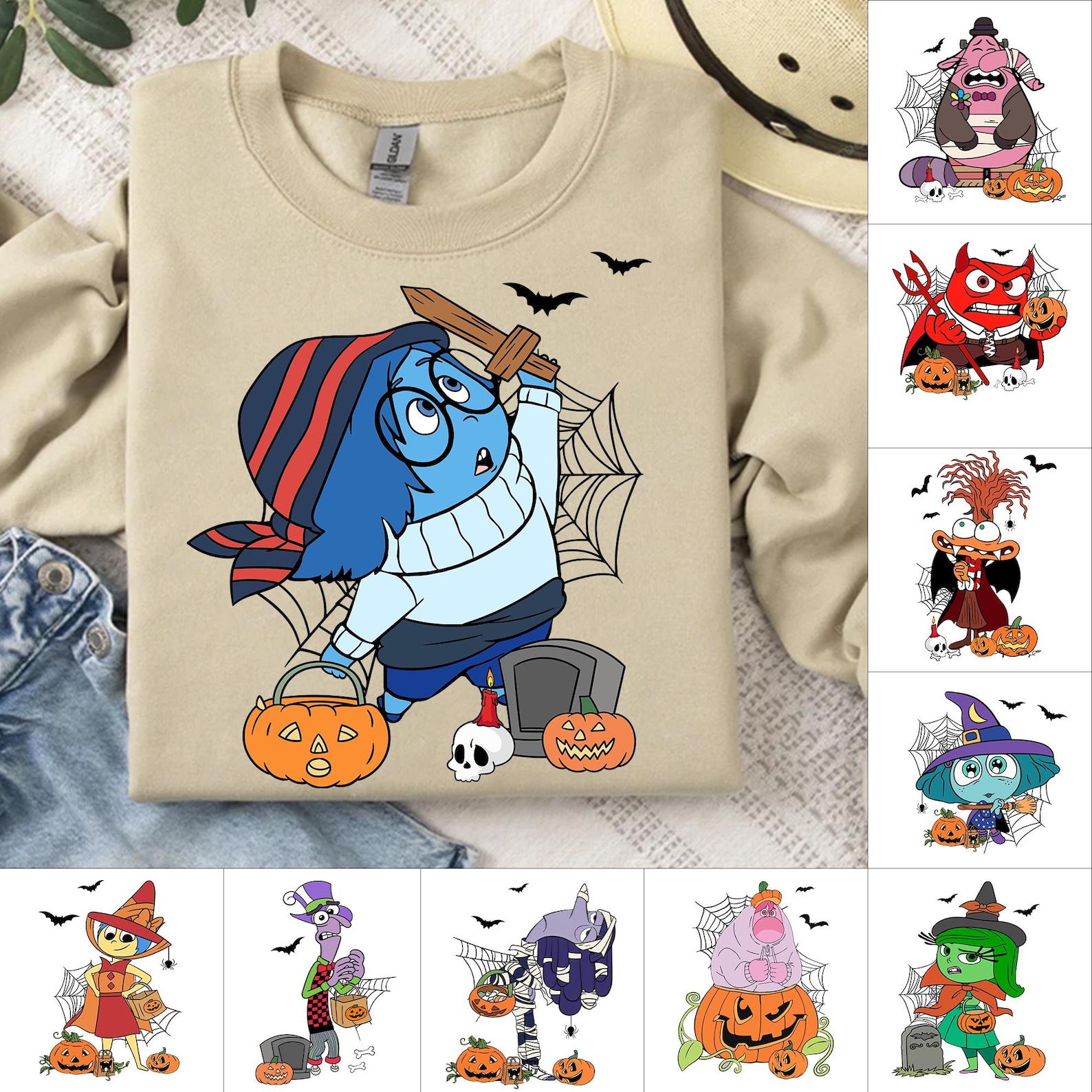 Spooky Inside Out Characters Halloween Png Bundle, Inside Out Png ...
