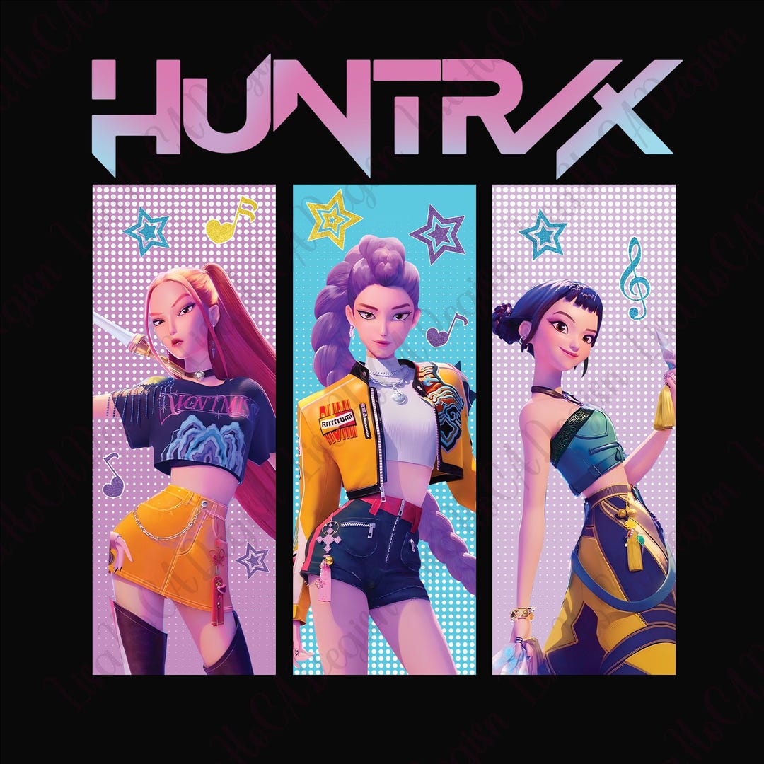 Huntrix Frame Kpop Demon Hunters Png, Saja Girls Png, Anime Lover Gift ...