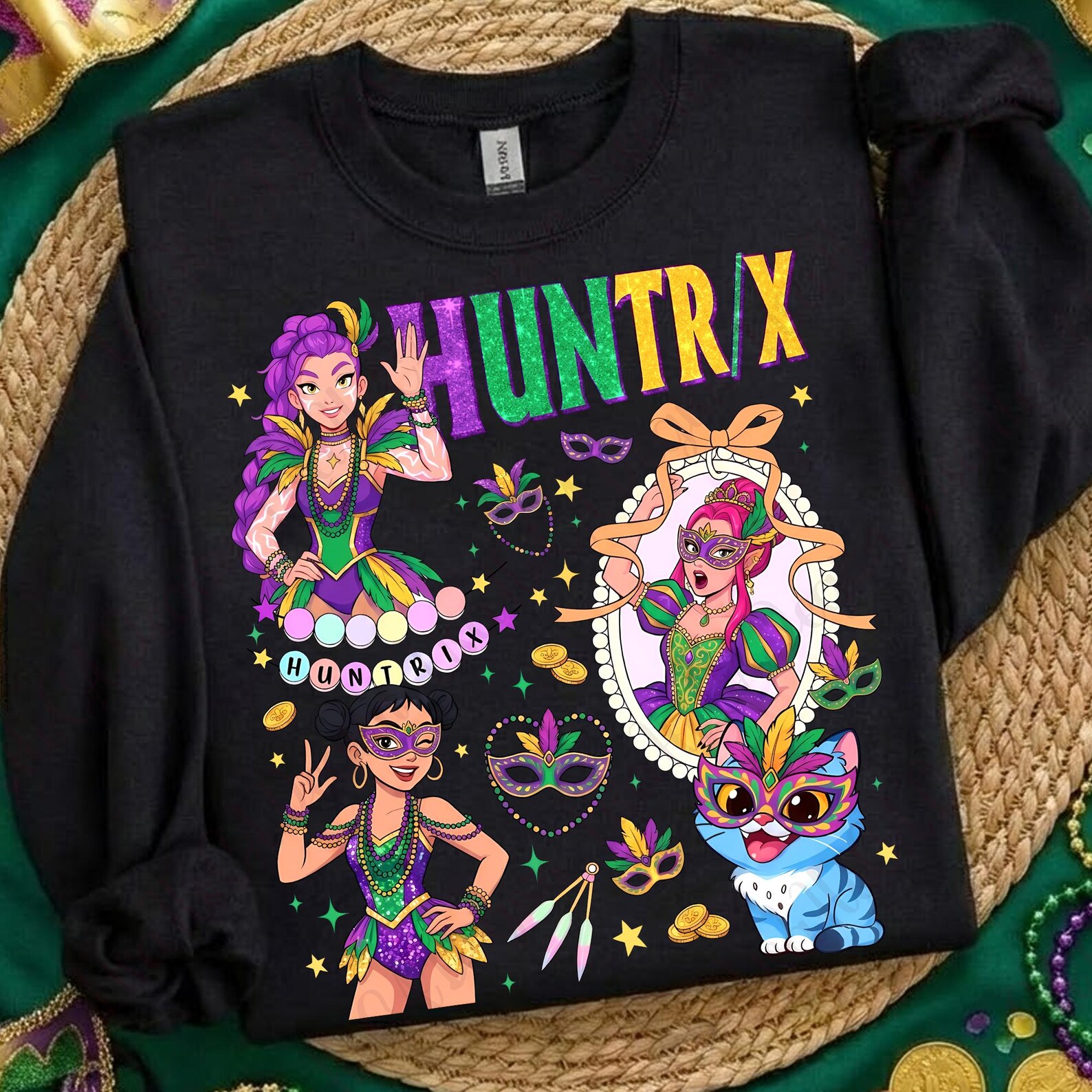 Huntrix Girls Mardi Gras PNG, Huntrix Girls Kpop Demon Hunters Carnival ...
