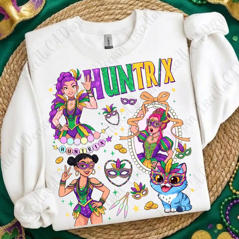Huntrix Girls Mardi Gras PNG, Huntrix Girls Kpop Demon Hunters Carnival ...