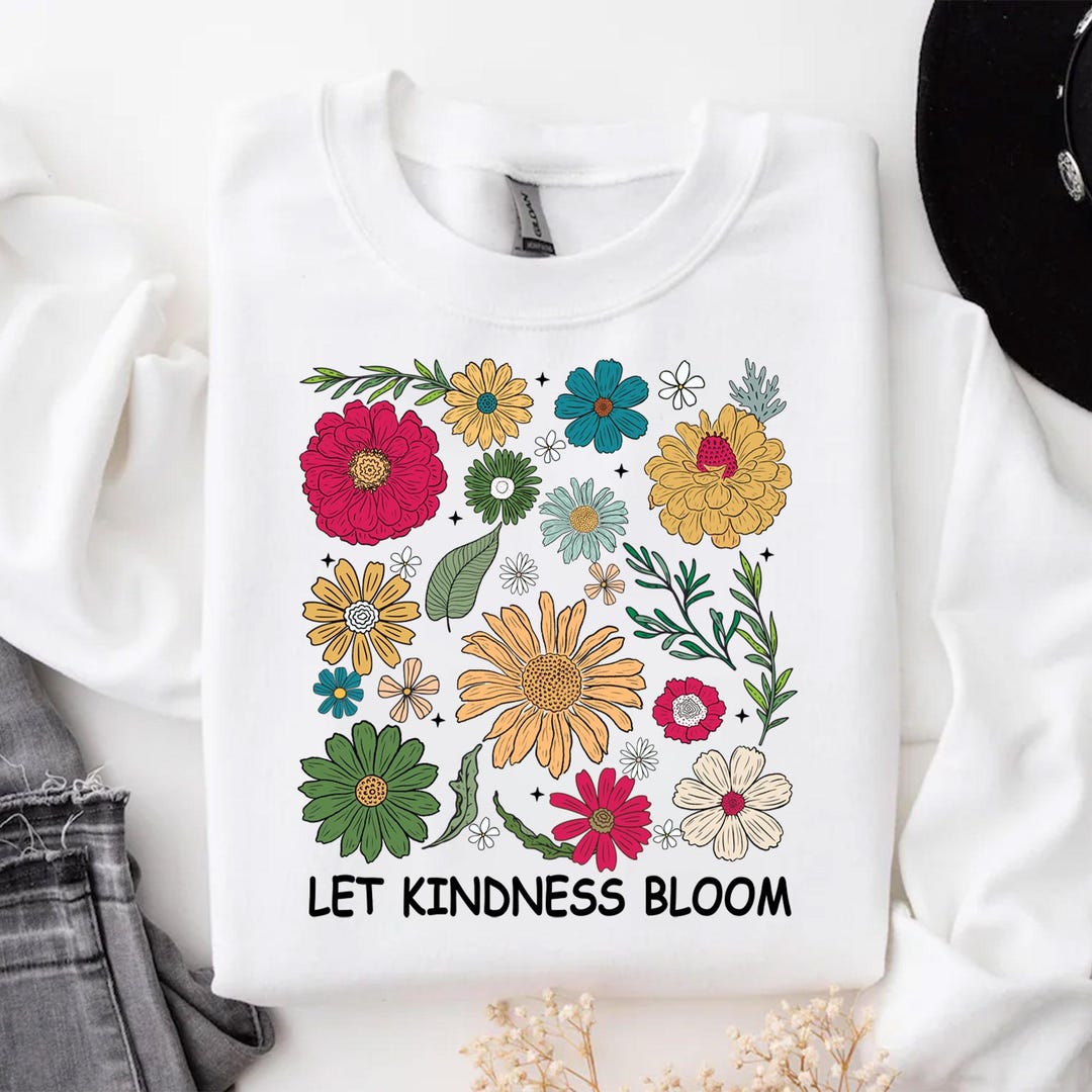 Let Kindness Bloom Png, Flower Png, Retro Flower Png, Boho Flower Png ...