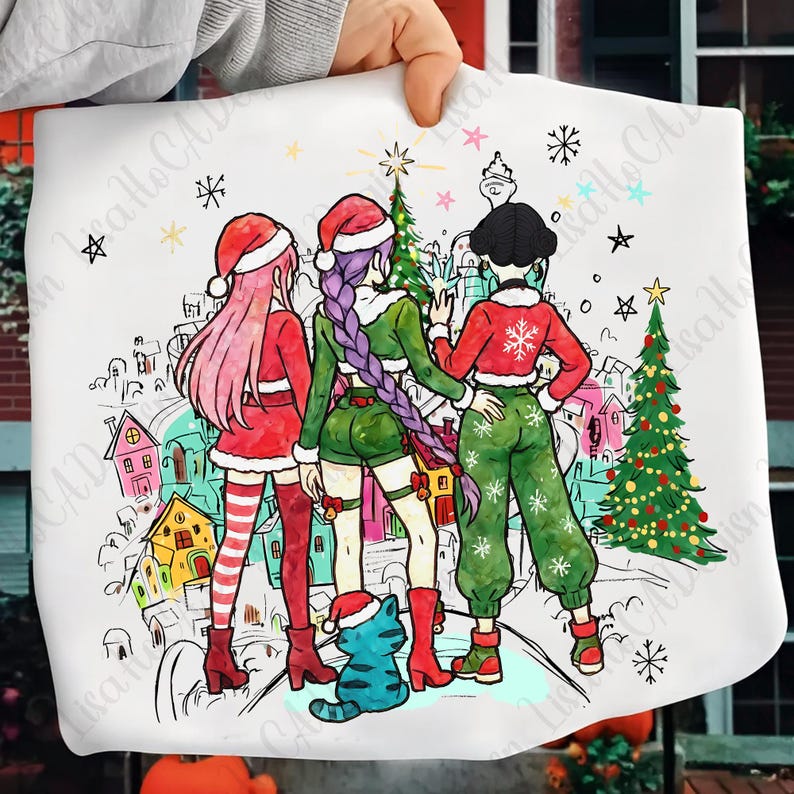 Small Town Huntrix Christmas Png, Saja Girls Png, Anime Lover Gift Mira ...