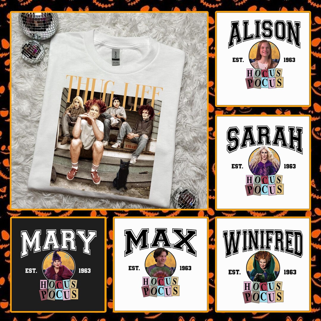 Hocus Pocus Halloween Thug Life Png Bundle, Retro Sanderson Sisters Png ...