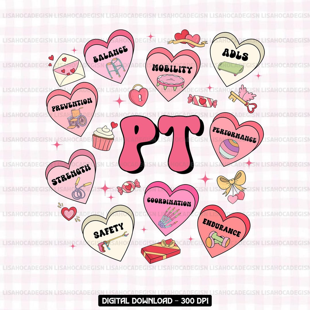 Candy Heart PT Valentine Png, Physical Therapy PNG, Valentine Physical ...