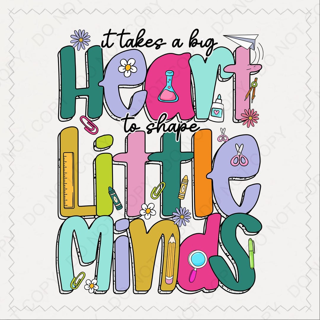It Takes a Big Heart to Shape Little Minds PNG, Preppy Teacher Shirt ...