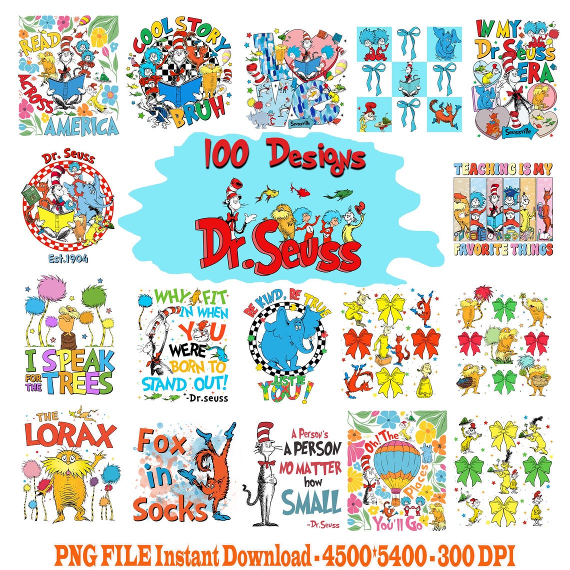 150+ Dr Seuss Png Bundle, Dr.seuss Png Sublimation, Dr.seuss Day Png ...