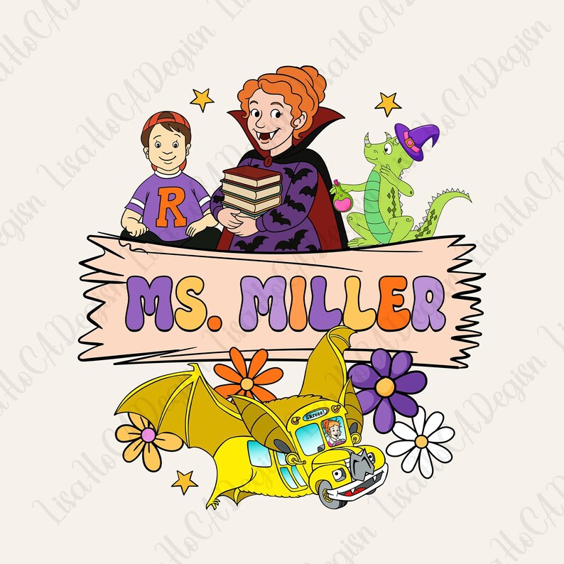 Custom the Magic School Bus Halloween PNG, Personalized Children's Book ...