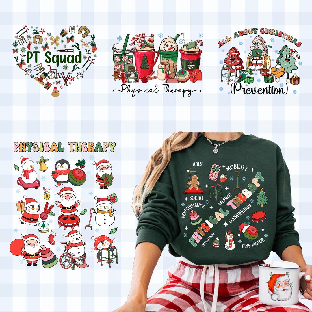 Bundle Physical Therapy PT Christmas Png, Physical Therapy Christmas ...