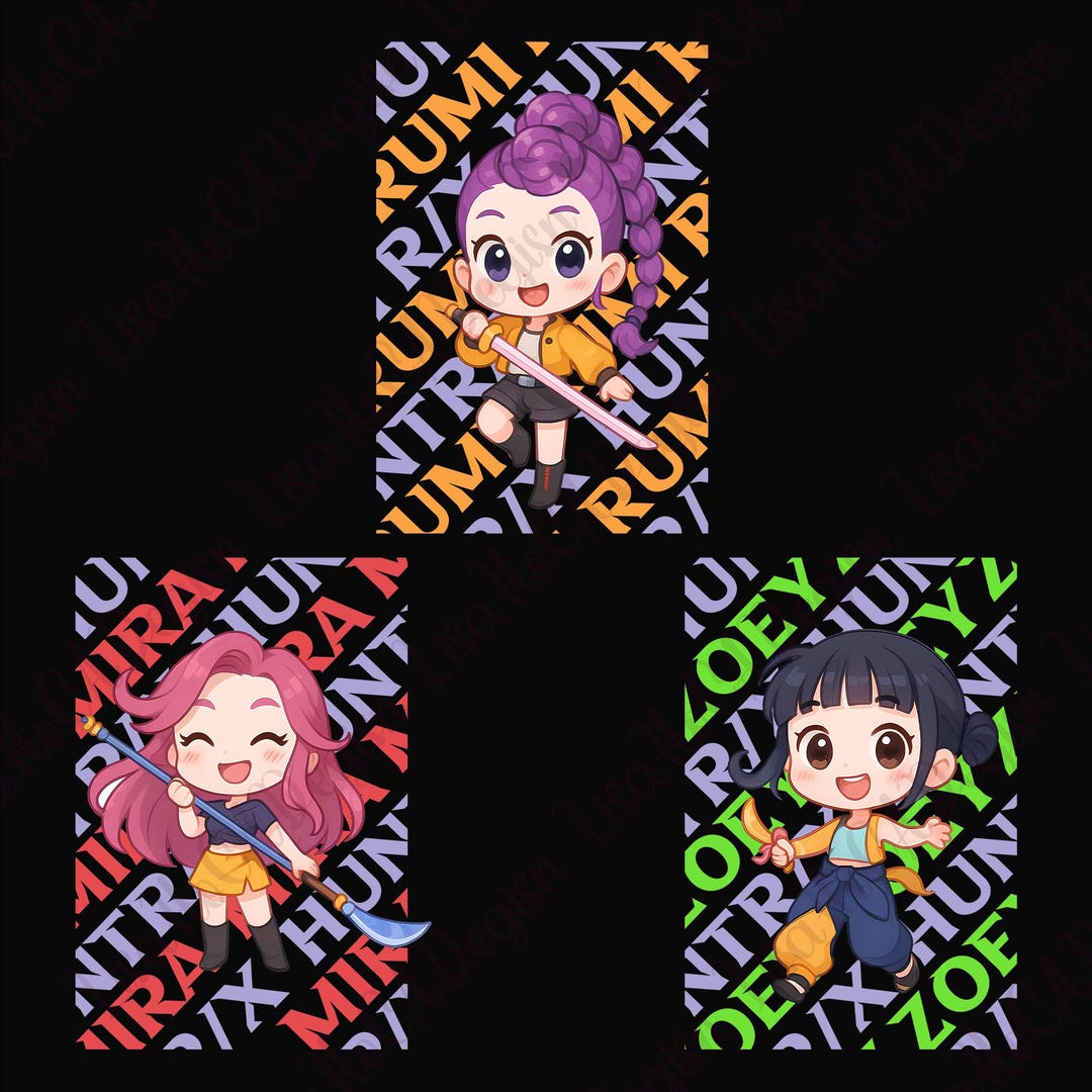Kpop Demon Hunters Huntrix Chibi PNG, Kpop Huntrix PNG, Demon Hunters ...