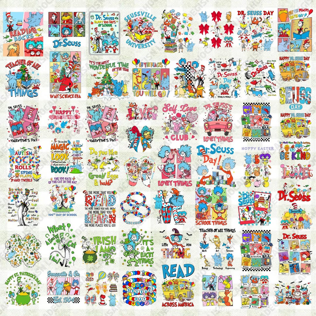 100+ Dr Seuss Png Bundle, Dr.seuss Png Sublimation, Dr.seuss Day Png ...