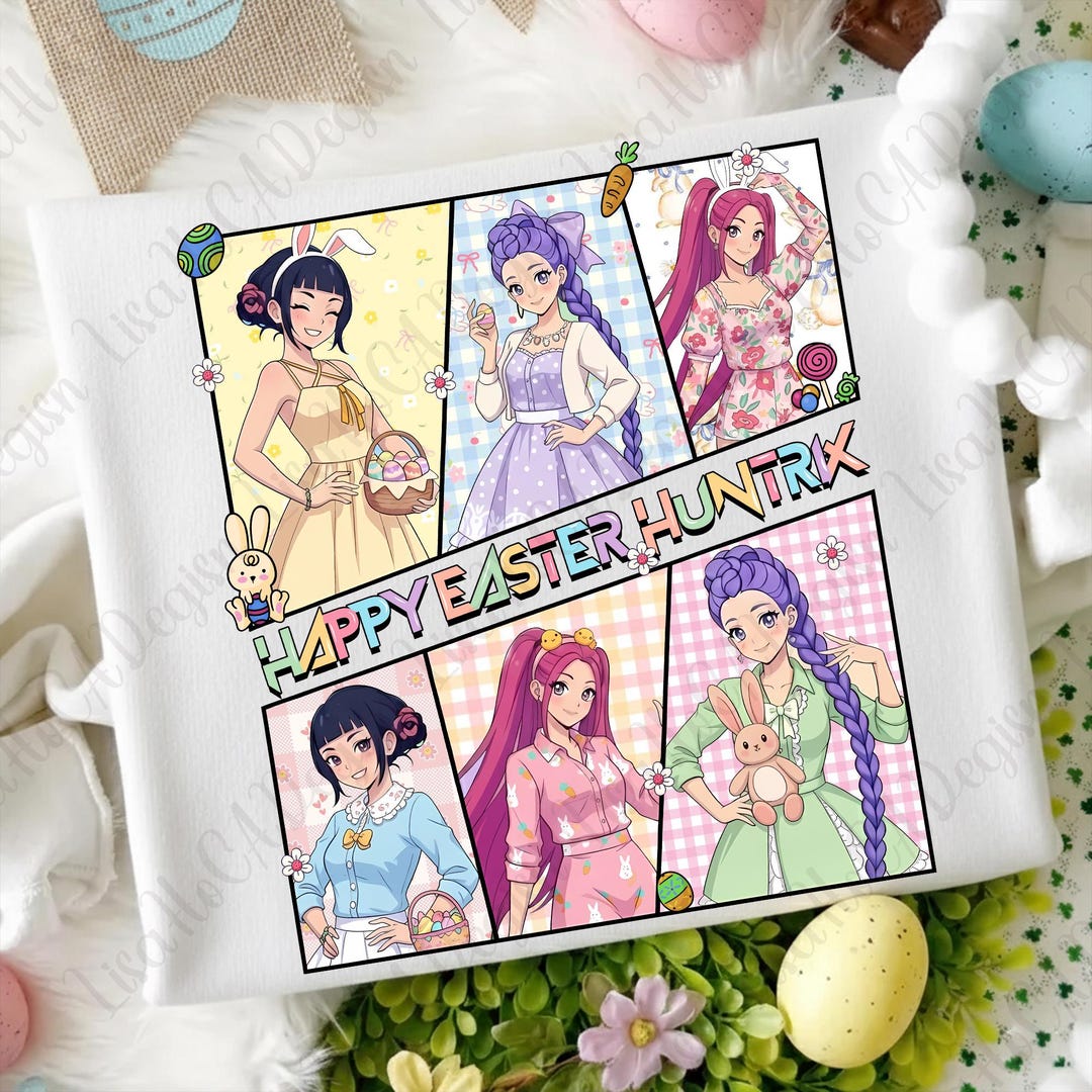 Huntrix Kpop Demon Hunters Easter PNG, Huntrix Anime Girl Group PNG ...