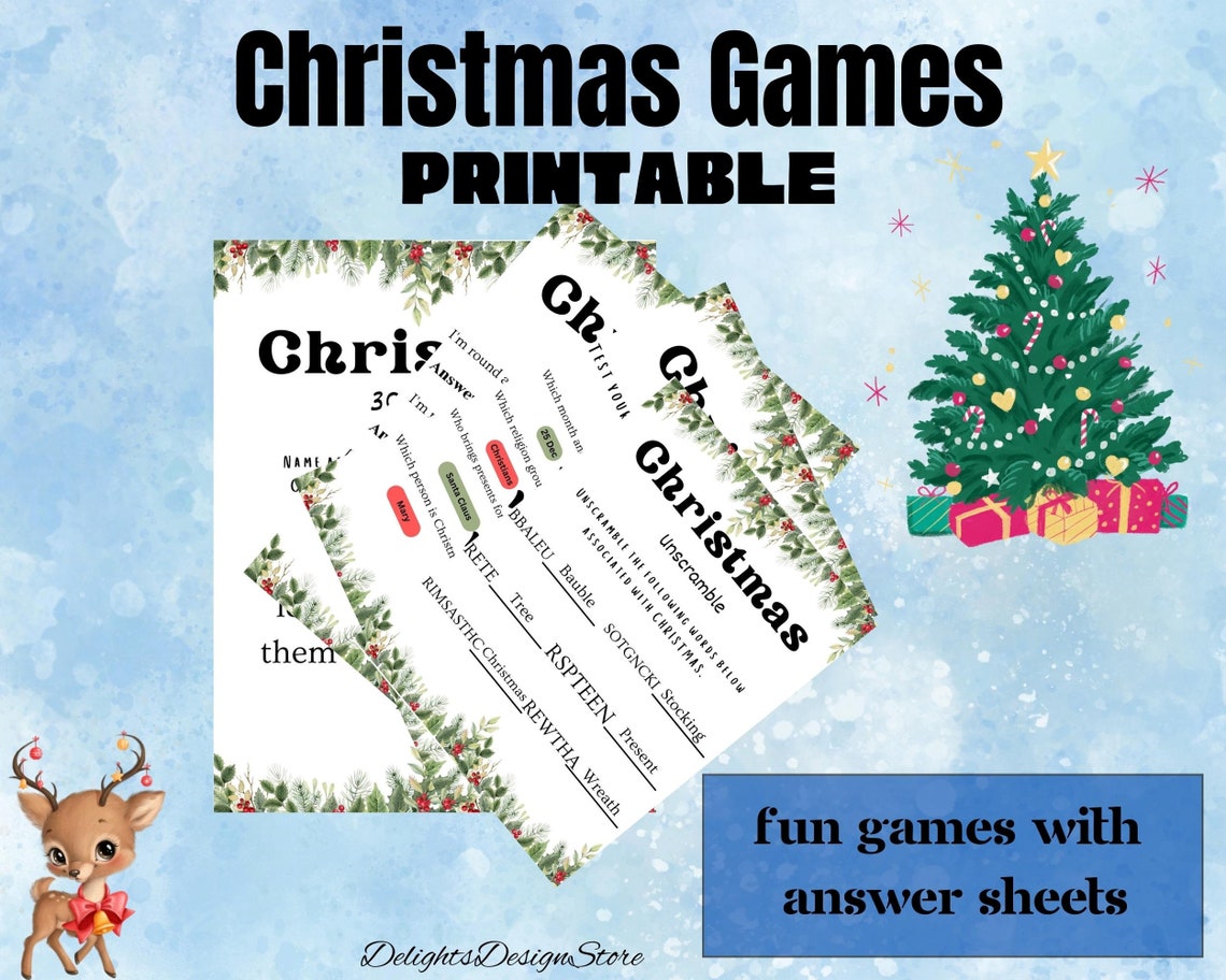 Printable Christmas Games Family Games Winter Games Party - Etsy