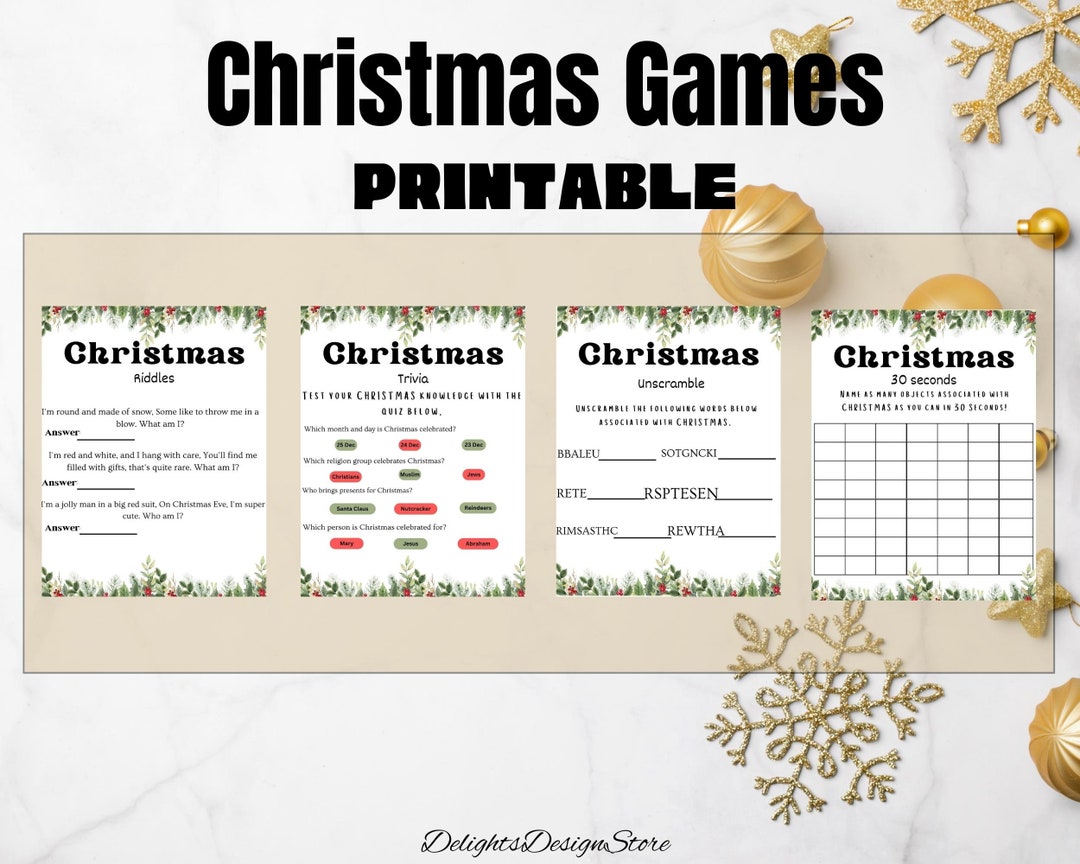 Printable Christmas Games Family Games Winter Games Party - Etsy