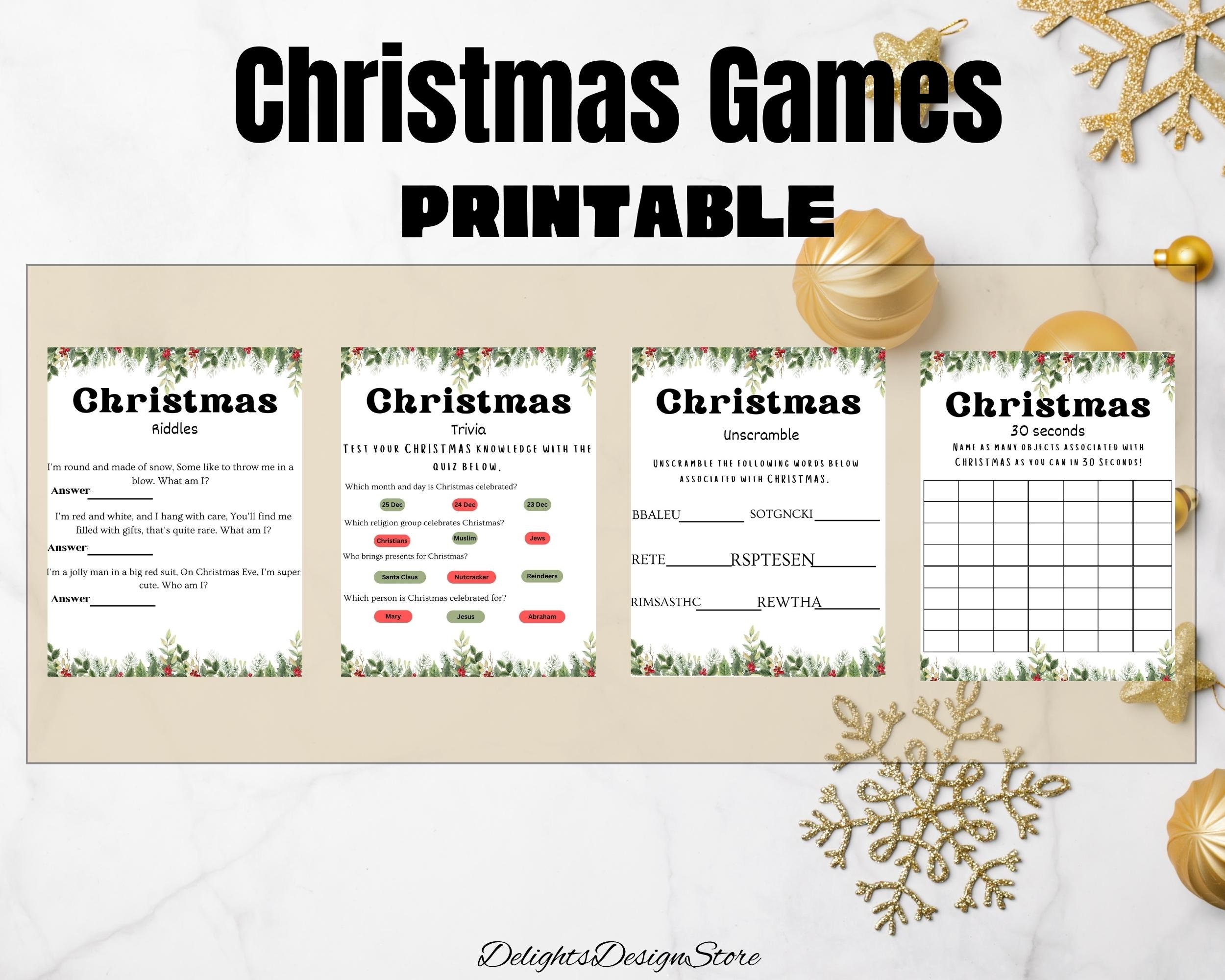 Printable Christmas Games Family Games Winter Games Party - Etsy