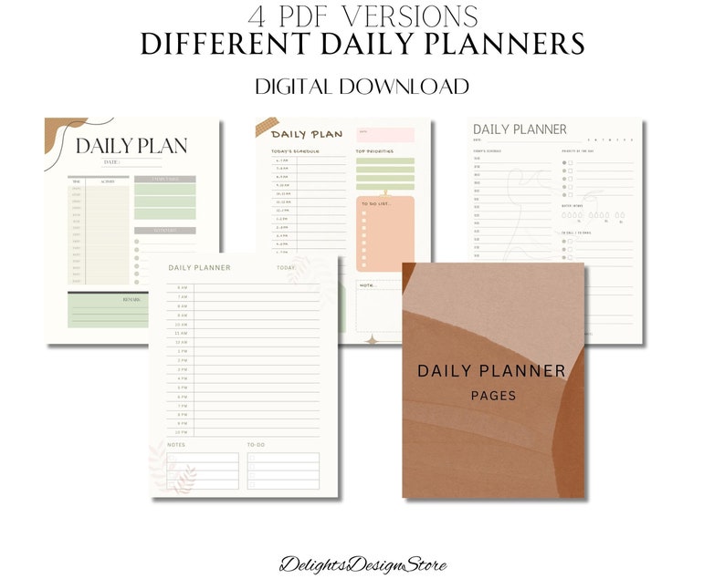 Printable Fillable Daily Planners, Digital Download, Minimal Aesthetic ...