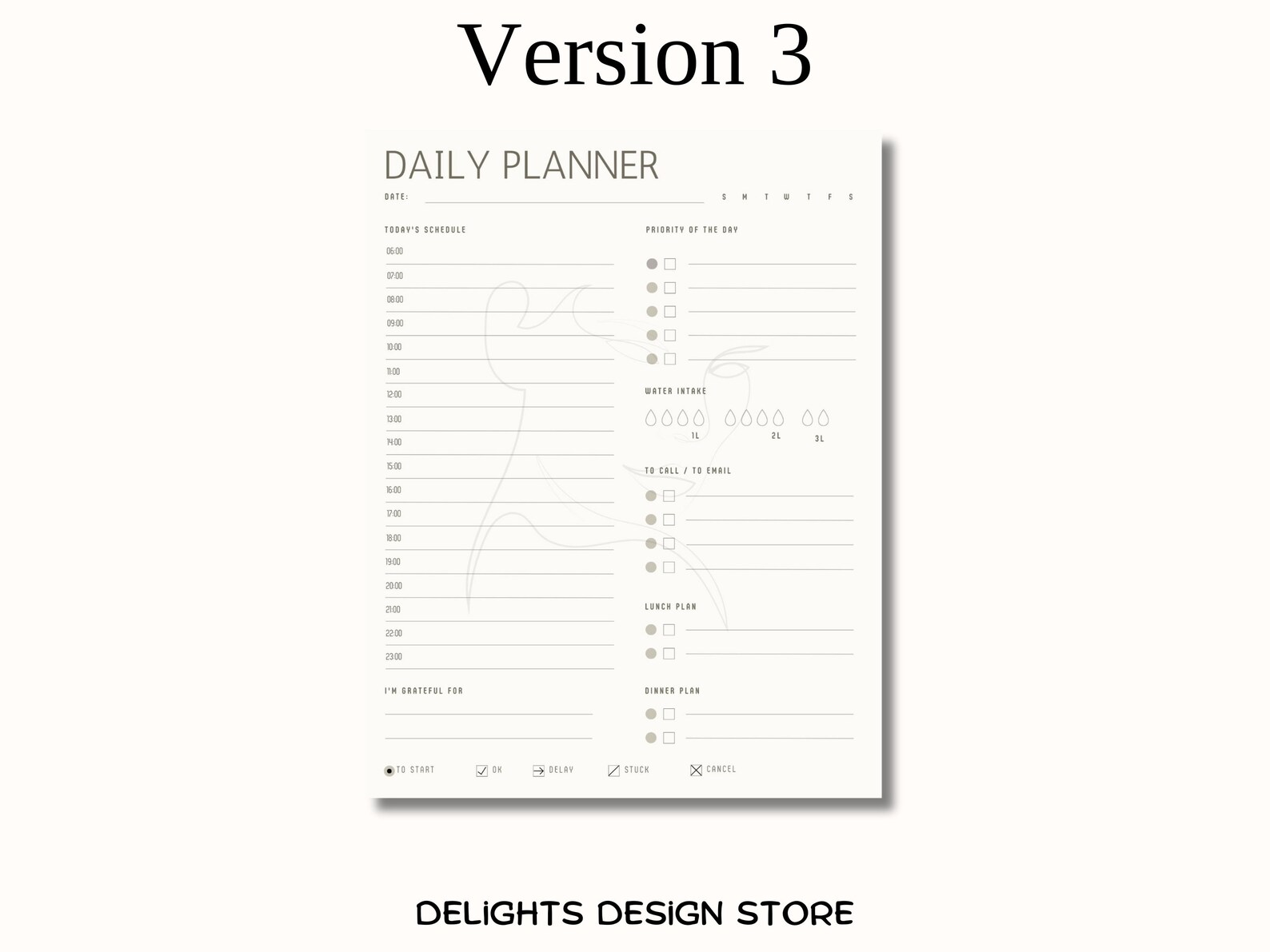 Printable Fillable Daily Planners, Digital Download, Minimal Aesthetic ...