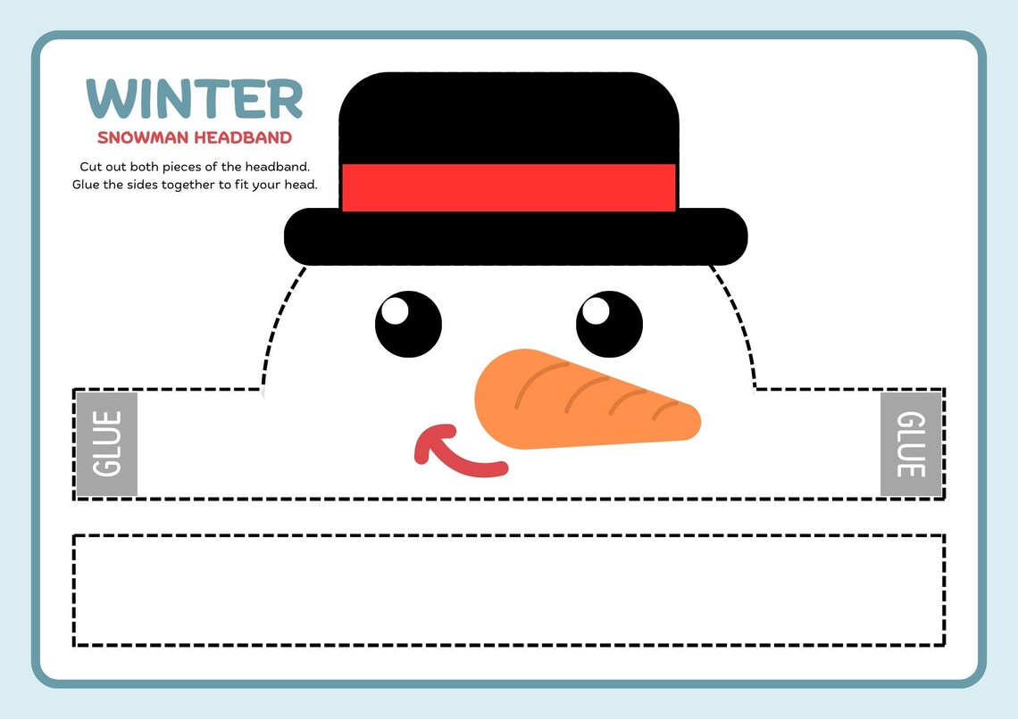 Christmas Snowman Crowns PRINTABLE Paper Hat Headbands Craft Activity ...