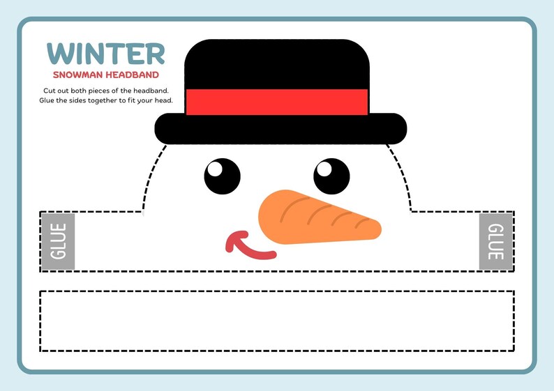 Christmas Snowman Crowns PRINTABLE Paper Hat Headbands Craft Activity ...