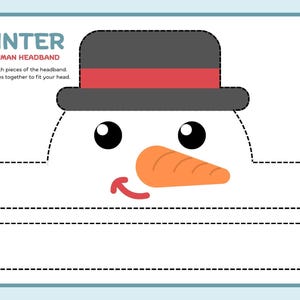 Christmas Snowman Crowns PRINTABLE Paper Hat Headbands Craft Activity ...