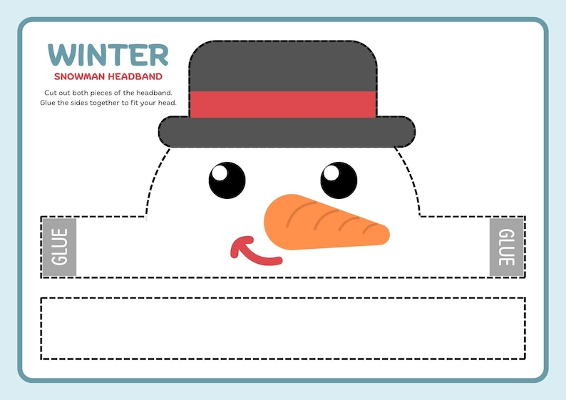 Christmas Snowman Crowns PRINTABLE Paper Hat Headbands Craft Activity ...