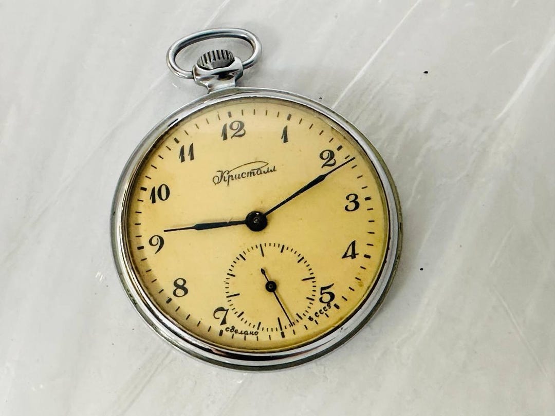 3306 Pocket Watch Molnija 3602 Kristal RARE 1960-70 Vintage USSR Open ...