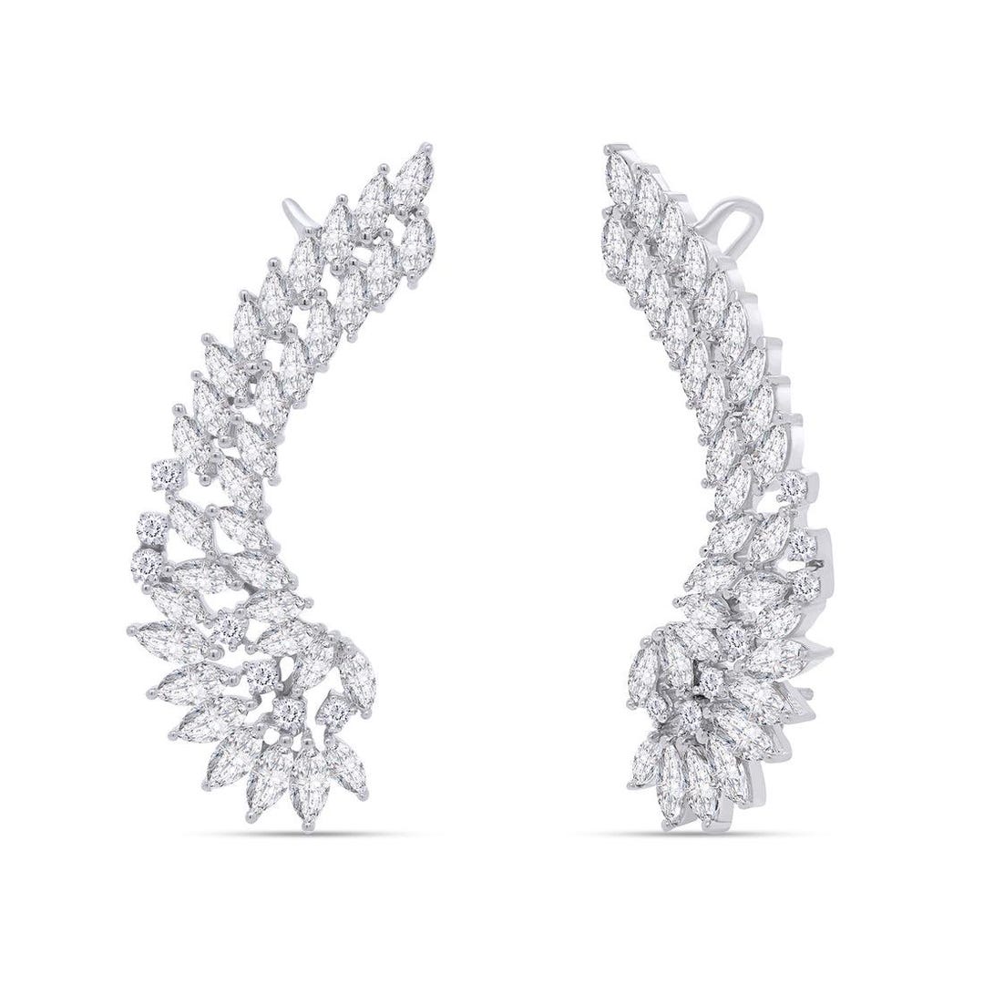 Big Angel Wing Ear Cuffs Crawler Earrings Moissanite Diamond in 925 ...