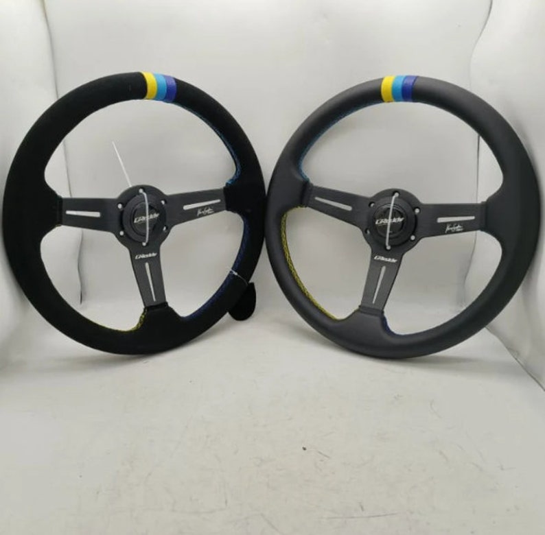 Set GREDDY Leather Steering Sports Racing 14 Inch Depth Dish Microfiber ...