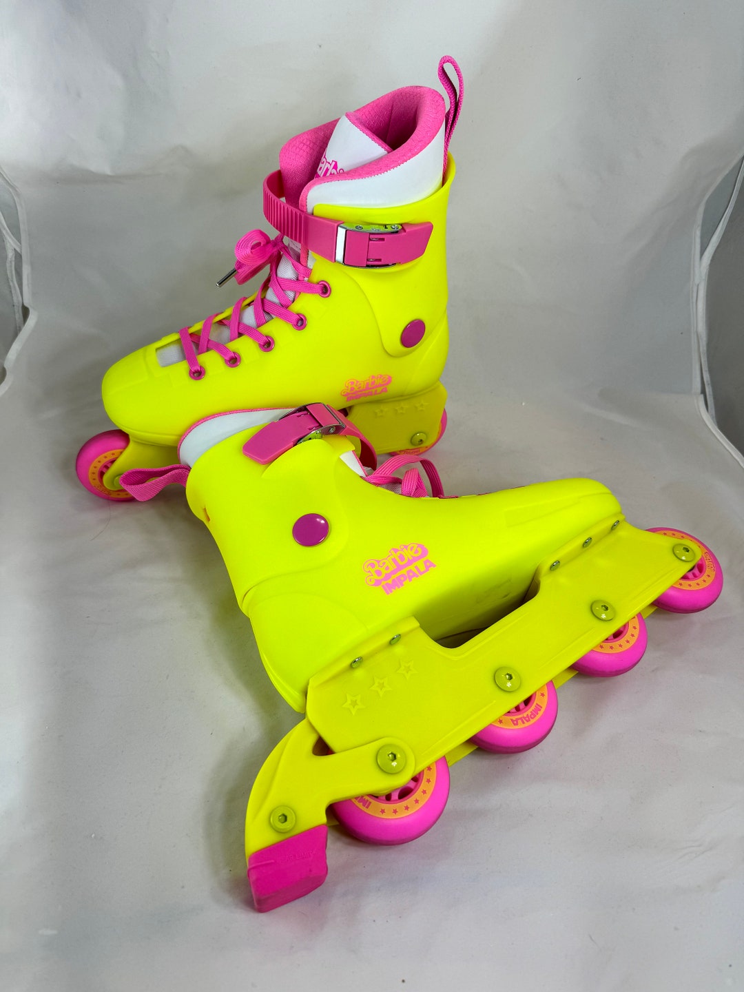 Barbie Impala Neon Yellow Pink Inline Skates Sz W8 Worn Once - Etsy