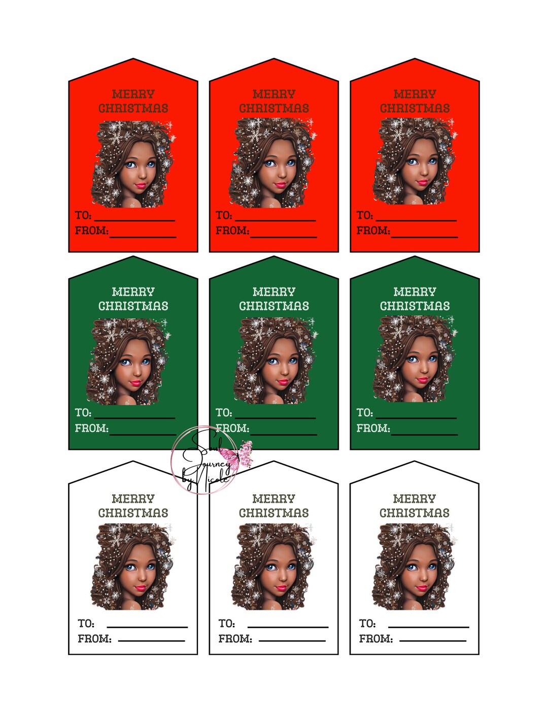African American Angel Gift Tag, Black Angel Gift Tag, Christmas Gift ...