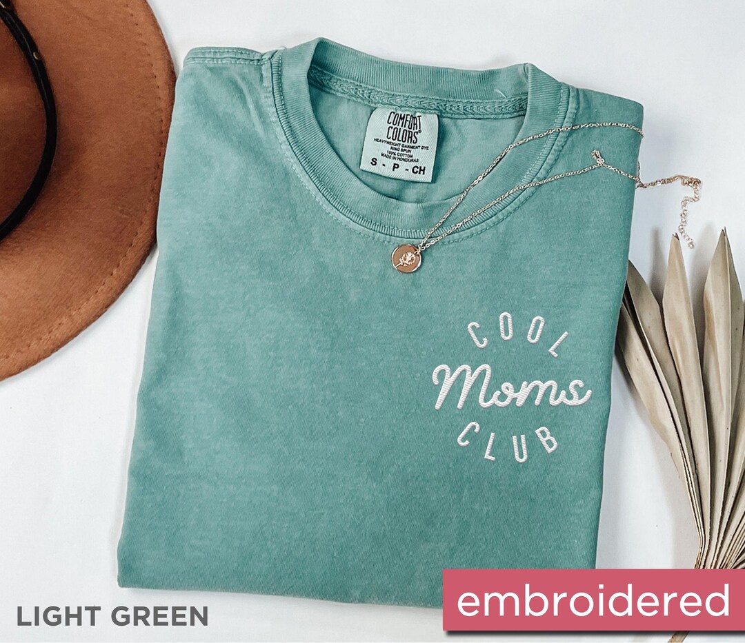 Embroidered Cool Moms Club Shirt Comfort Colors Mama Tshirt, Mothers ...