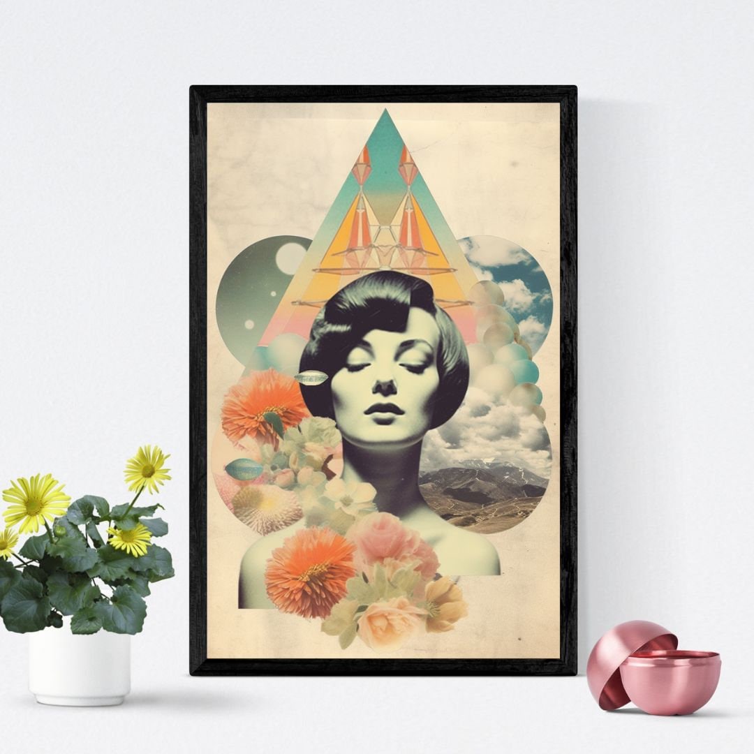 Vintage Lady Print | Feminine Decor | Retro Collage | Printable Artwork ...