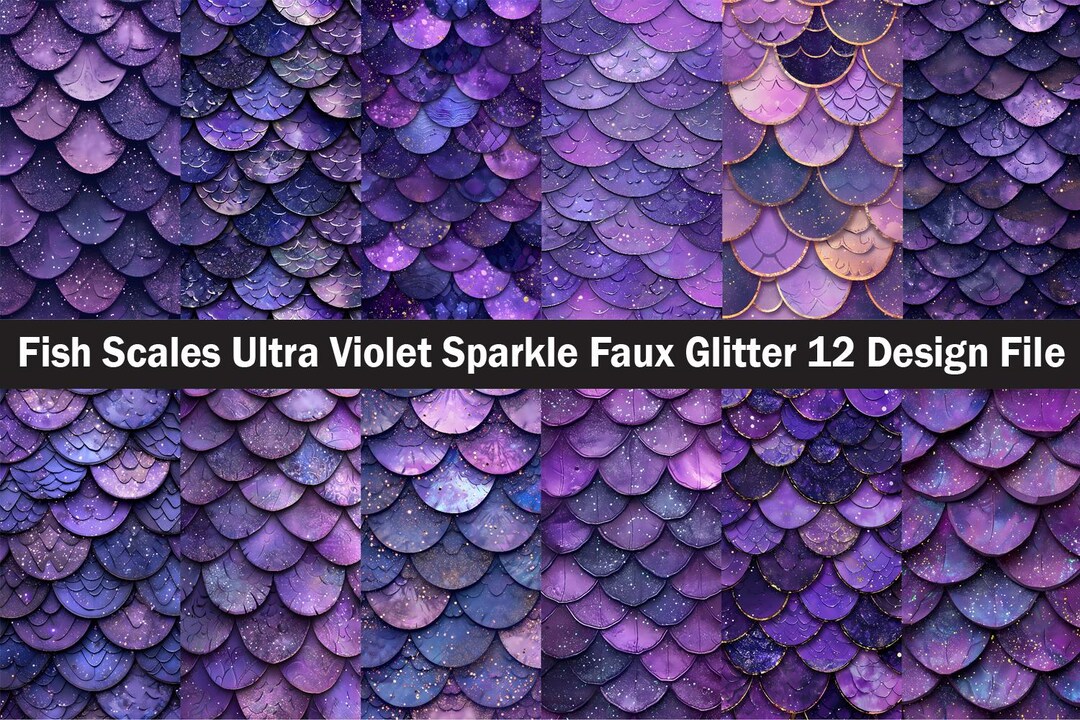 Mermaid Scales Digital Paper ,seamless Patterns Ultra Violet Faux ...