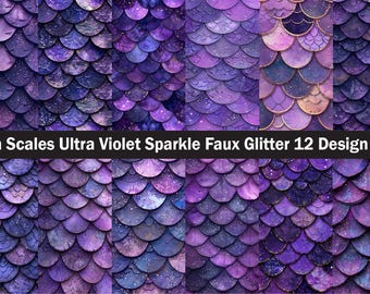 Mermaid Scales Digital Paper ,seamless Patterns Turquoise Glitter ...