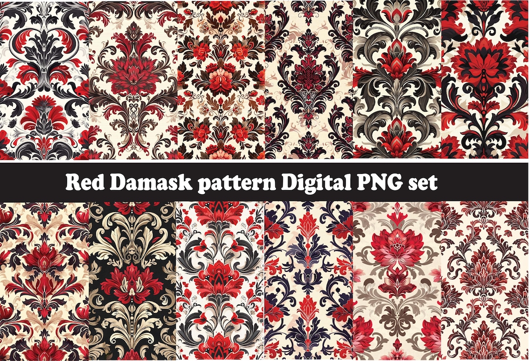 Red Damask Texture |printable DIY Template | Scrapbooking Paper Junk ...