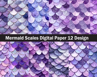 Mermaid Scales Digital Paper ,seamless Patterns Turquoise Glitter ...