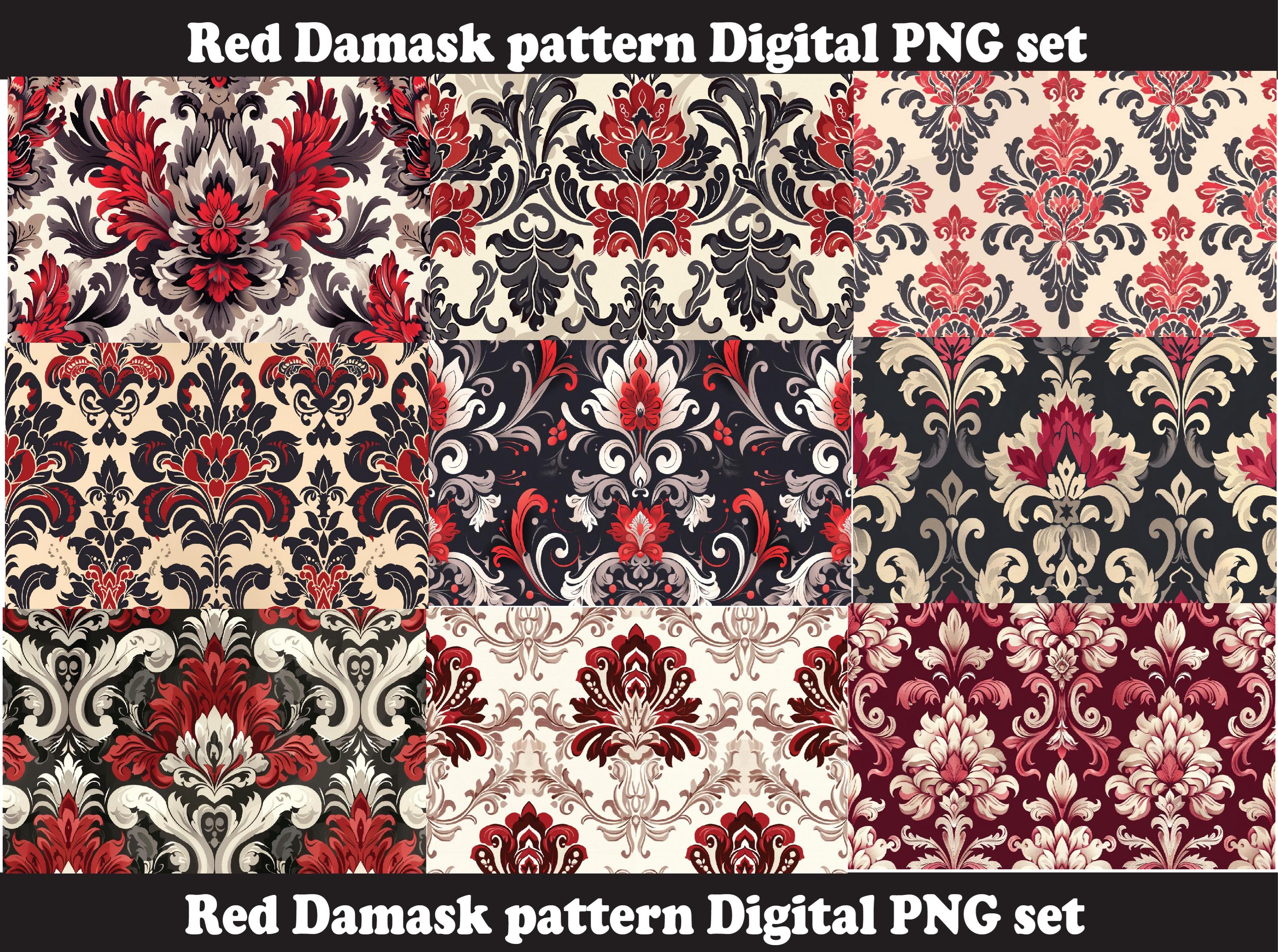 Red Damask Texture |printable DIY Template | Scrapbooking Paper Junk ...