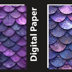 Mermaid Scales Digital Paper ,seamless Patterns Ultra Violet Faux ...