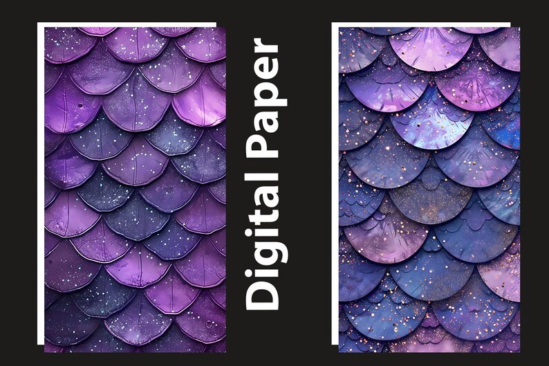 Mermaid Scales Digital Paper ,seamless Patterns Ultra Violet Faux ...