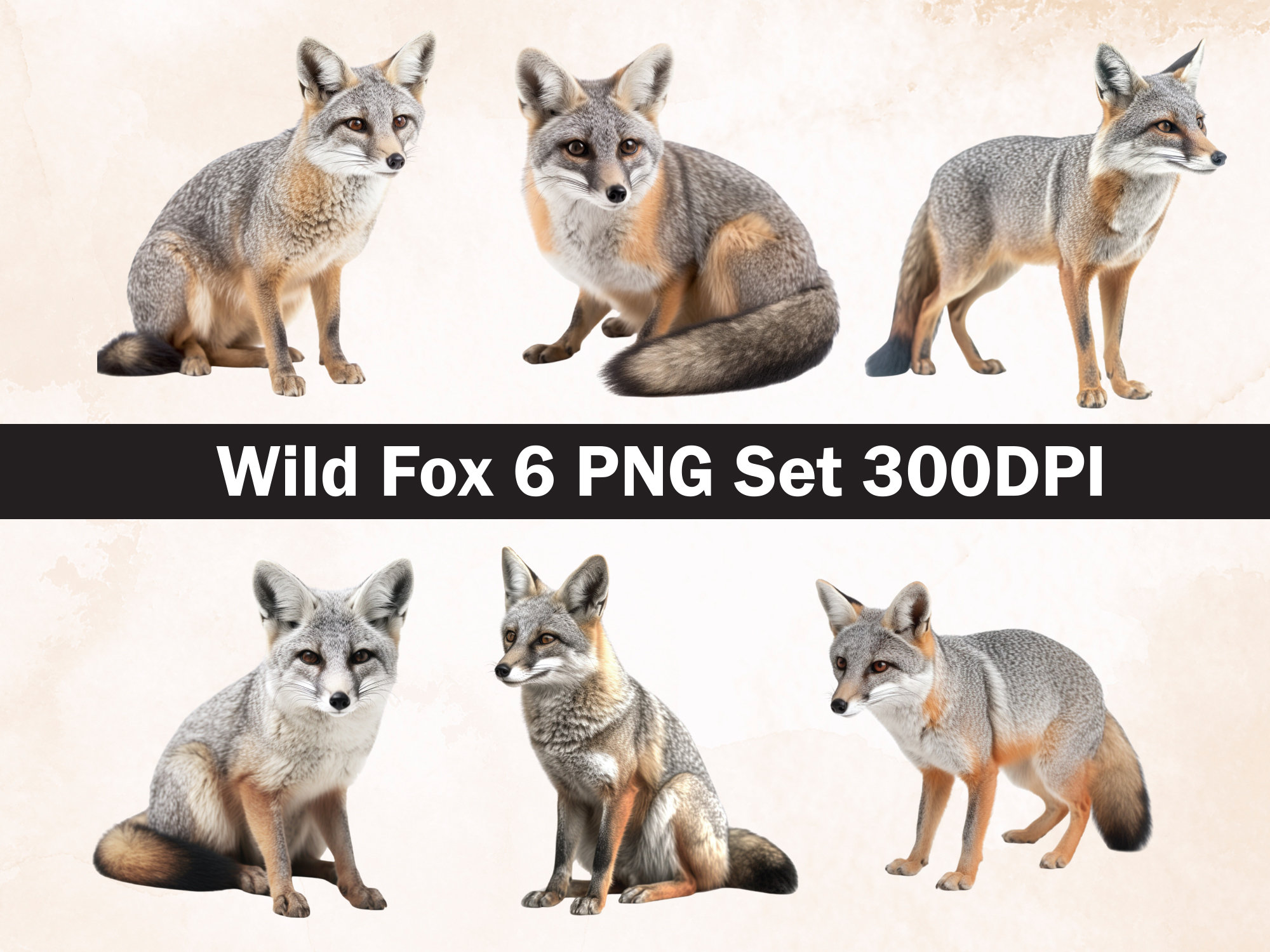 Grey Fox PNG Sublimation Design,fox Png,fox Illustration,digital ...