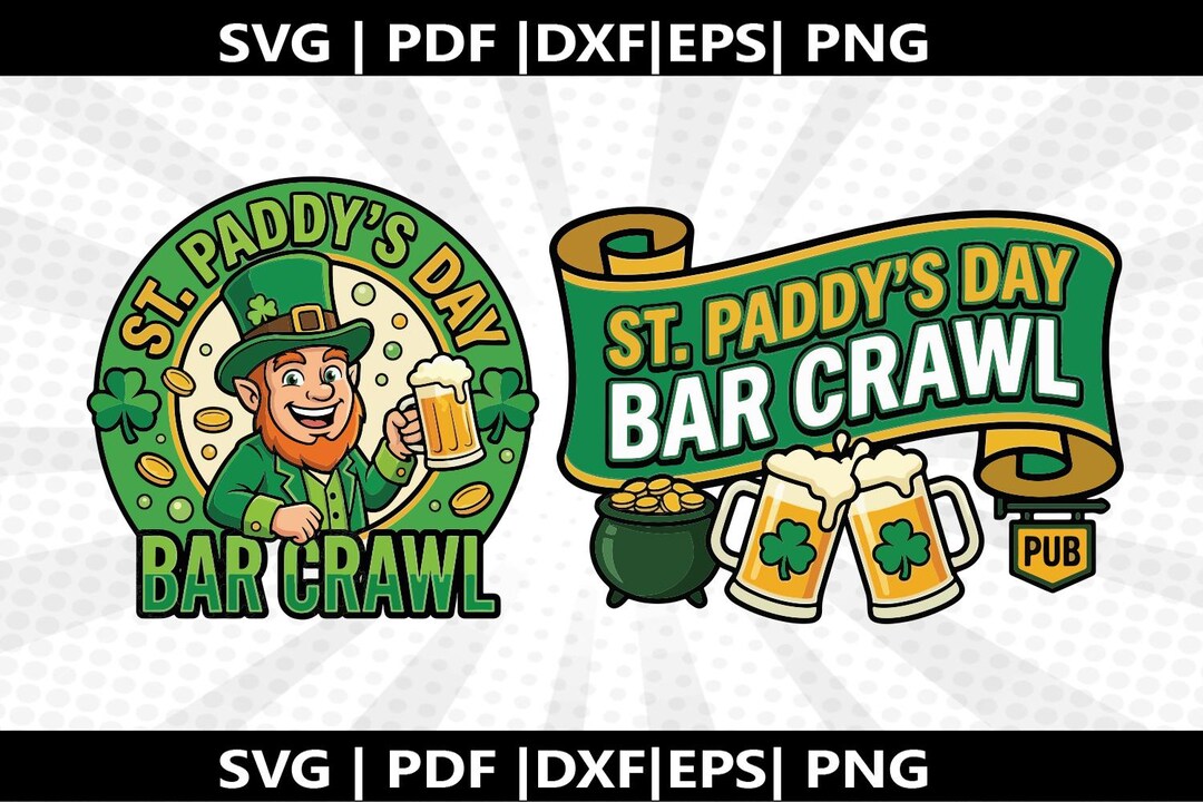 St Paddy Day Bar Crawl SVG | Printable Clip Art DIY Template | Cricut ...
